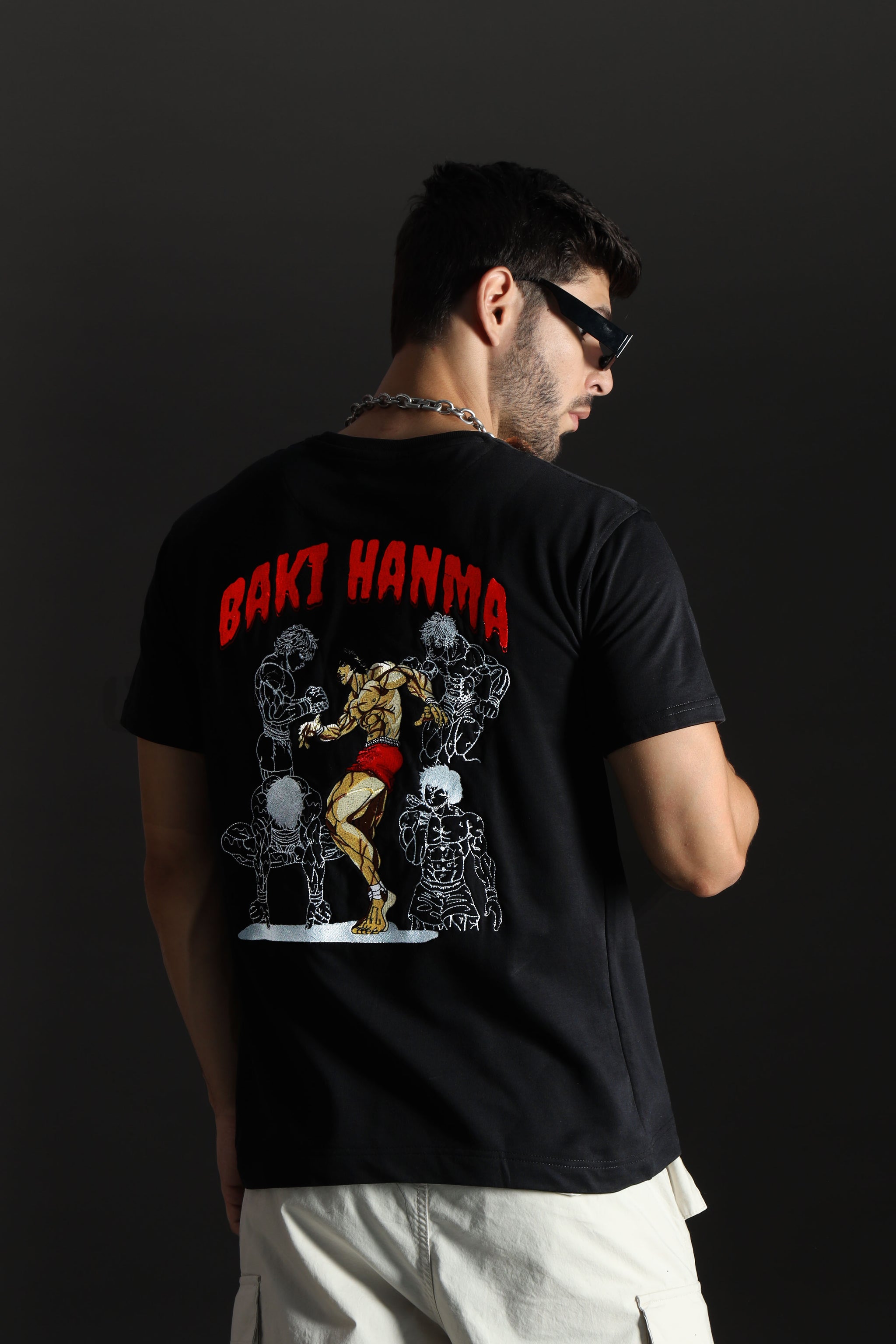 BAKI HANMA EMBROIDERY T-SHIRT